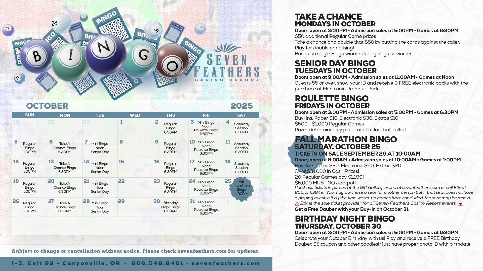Bingo - Seven Feathers Casino